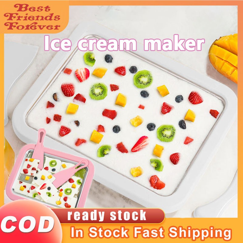 BFF 24SS Fried Ice Machine Mini Ice Cream Maker With 2 Spatulas Fruit ...