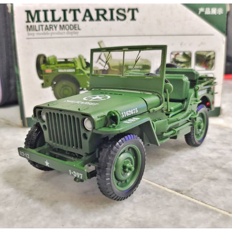 Diecast 4x4 Military Jeep WW2 US Army Truck Model Metal Die Cast Scale ...