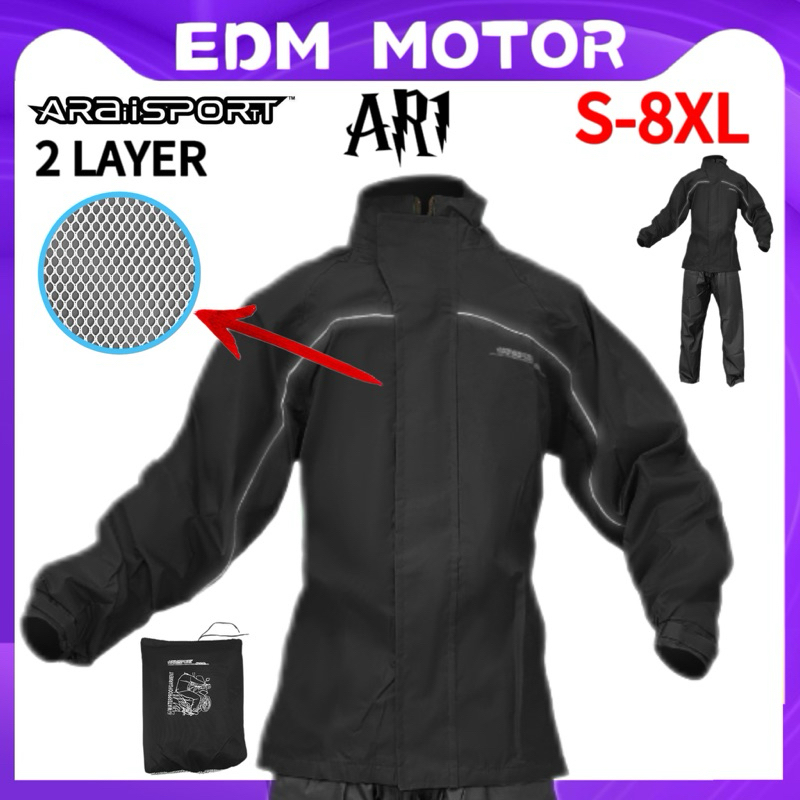 ARAISPORT AR1 BLUE BIRU RAINCOAT BAJU HUJAN 2 LAYER TEBAL 1.5KG S-8XL ...