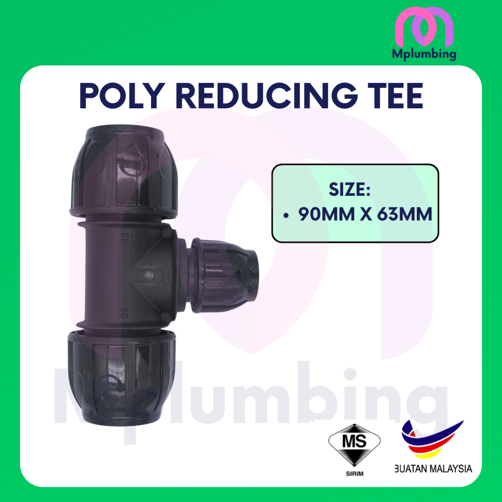 90MM X 63MM POLY REDUCING TEE HDPE POLYPIPE POLY REDUCER RT | Shopee Malaysia