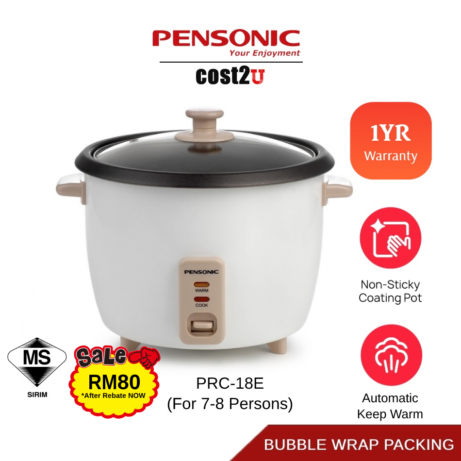 Pensonic 1.8L Non-Stick Rice Cooker with Glass Lid | PRC-18E ...