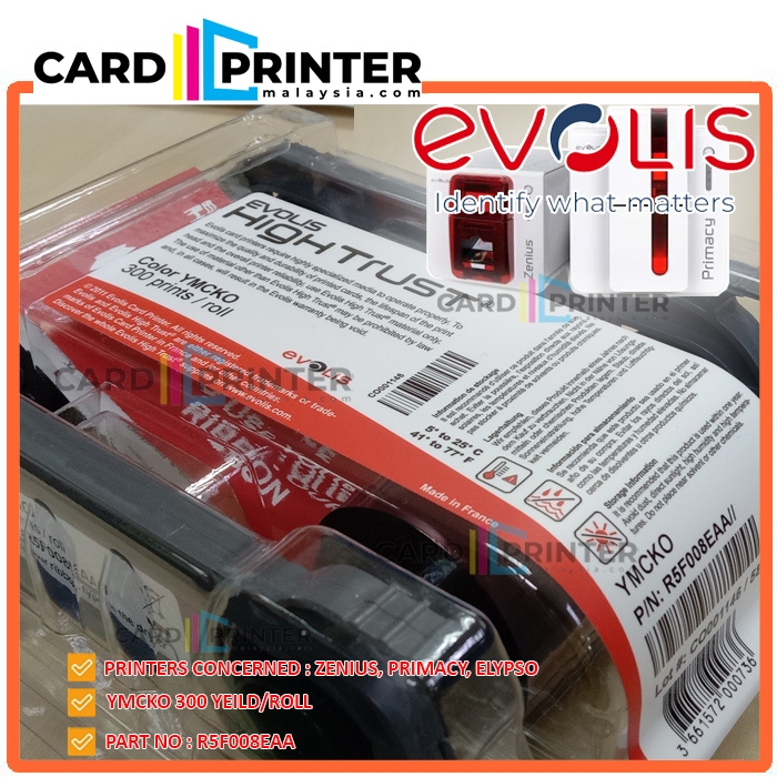 Original Evolis Zenius & Primacy YMCKO 300 Yield/Print R5F008EAA Color ...