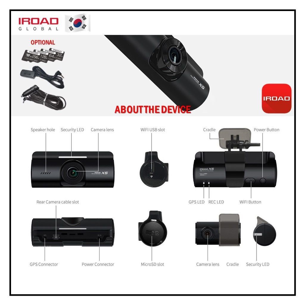 IROAD Dash Cam X5 2CH FHD/FHD (1920 x 1080P) | Shopee Malaysia