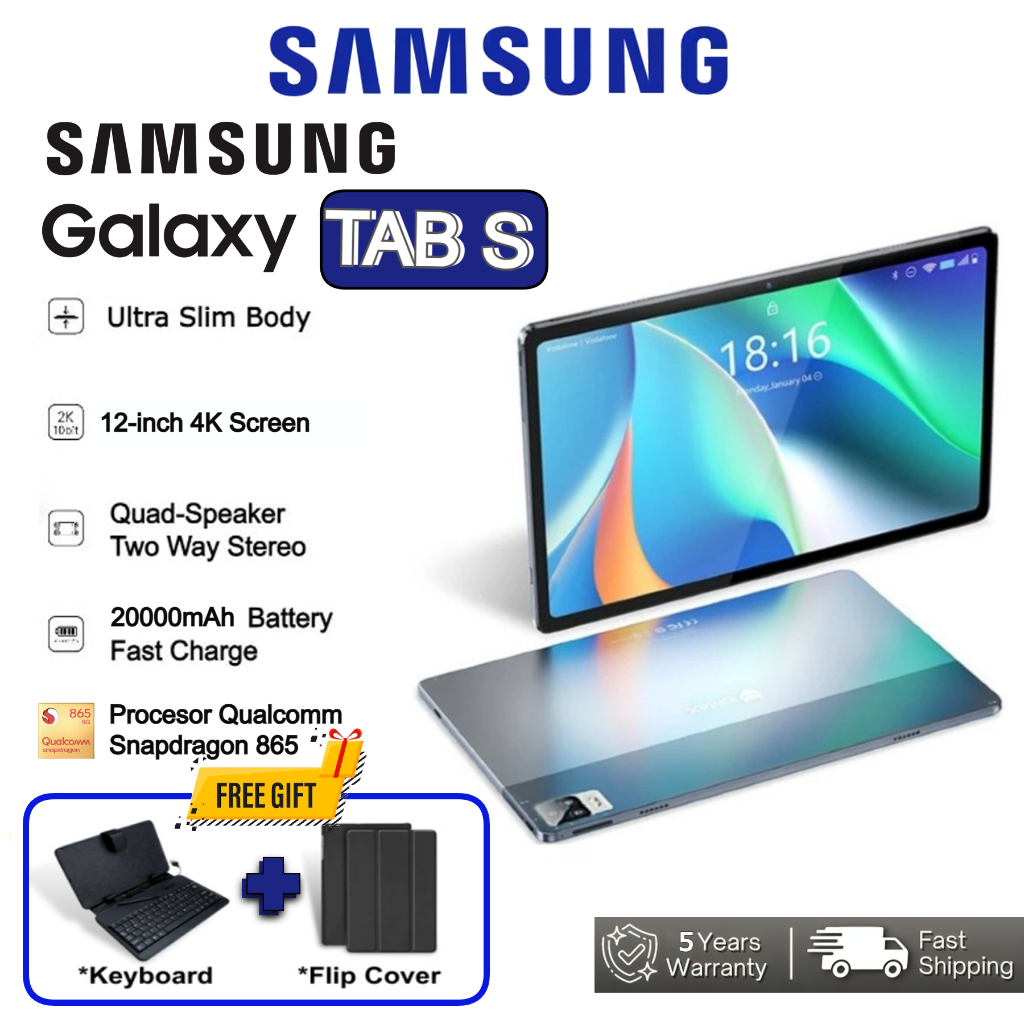 Samsung Galaxy Tab S 12Inch Fullscren 2024 Android 12 12GB RAM + 512GB ...