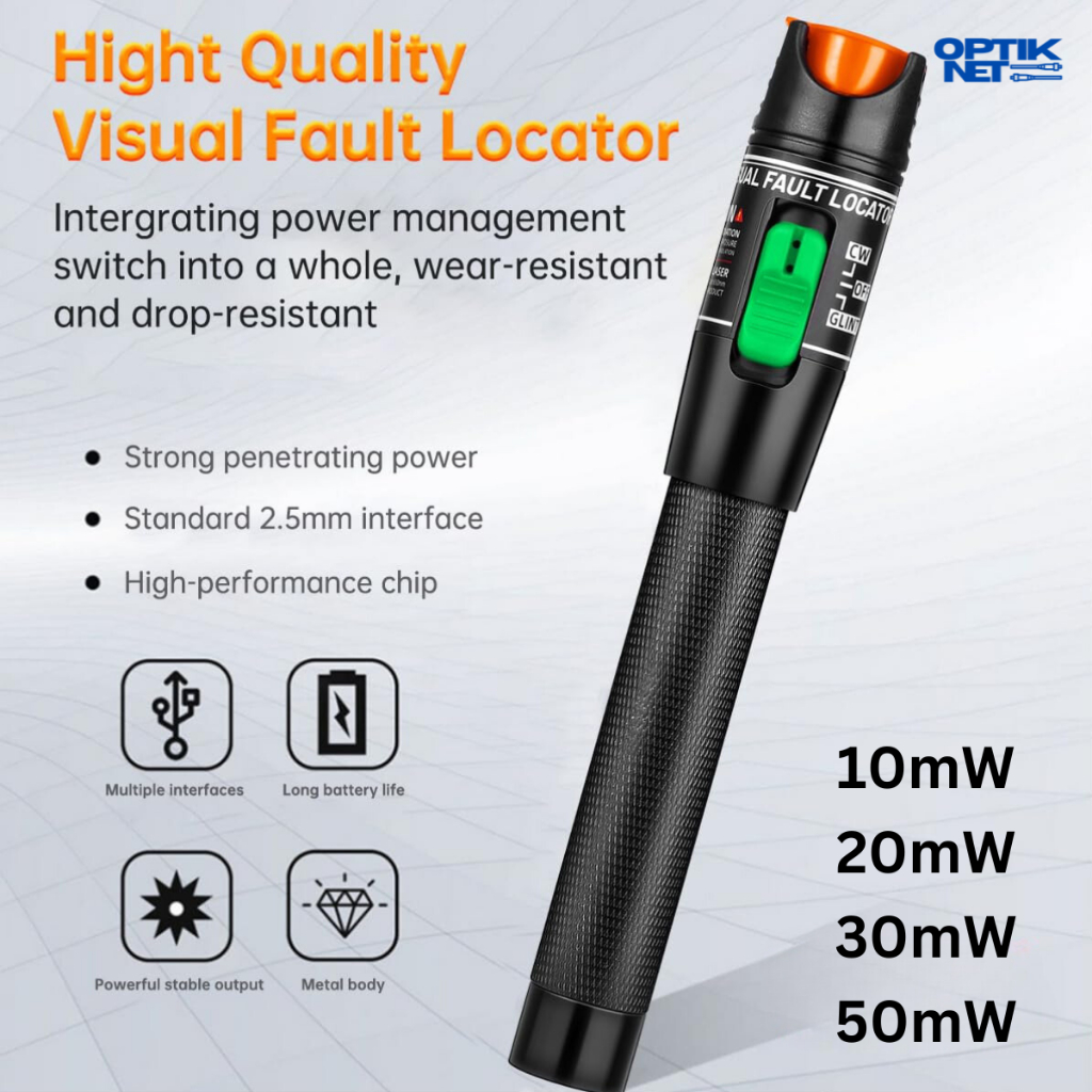 FTTH Visual Fault Locator 10/20/30/50mw Fiber Optic Laser Cable Tester ...