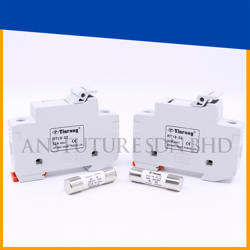 YINRONG RT-18-32/1P DIN RAIL AC FUSE CARRIER & YINRONG RT18/10A 10*38 ...