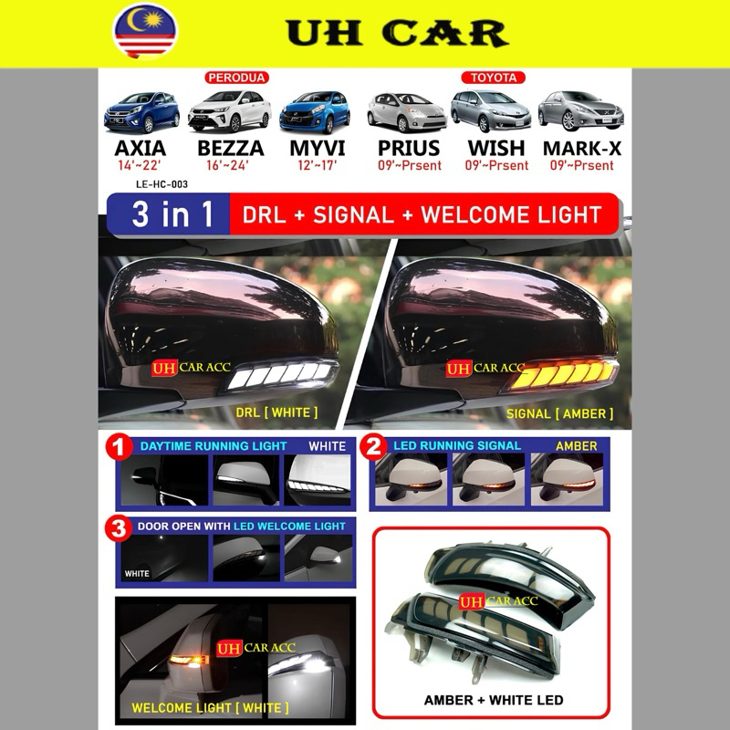 (DRAGON SCALE) Perodua Myvi Bezza Axia Prius Wish Mark X Side Mirror ...