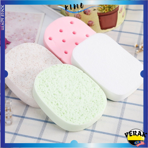 2pcs Tebal 15T Soft Facial Sponge Cleansing Mask Puff Smooth Dry Wet ...