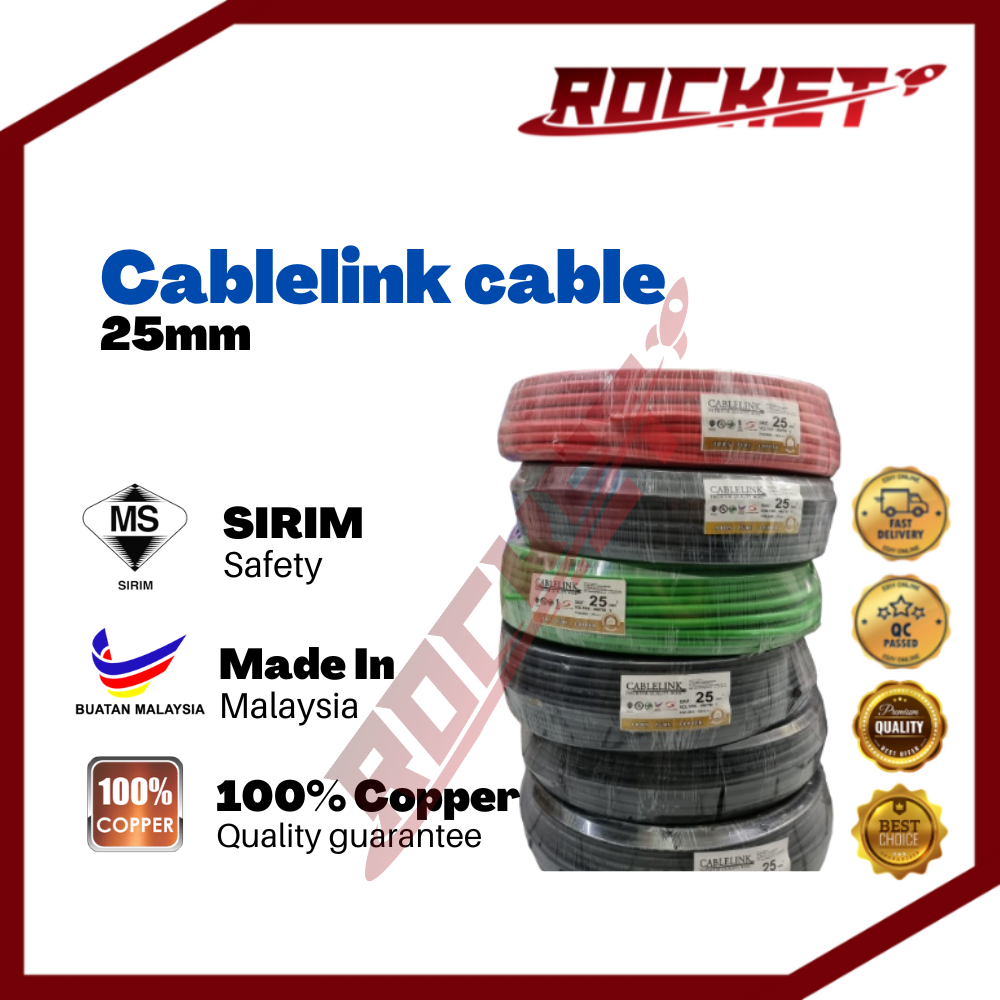 Cablelink 25mm Pvc Insulated Cable 100% Pure Copper Wiring Cable ...