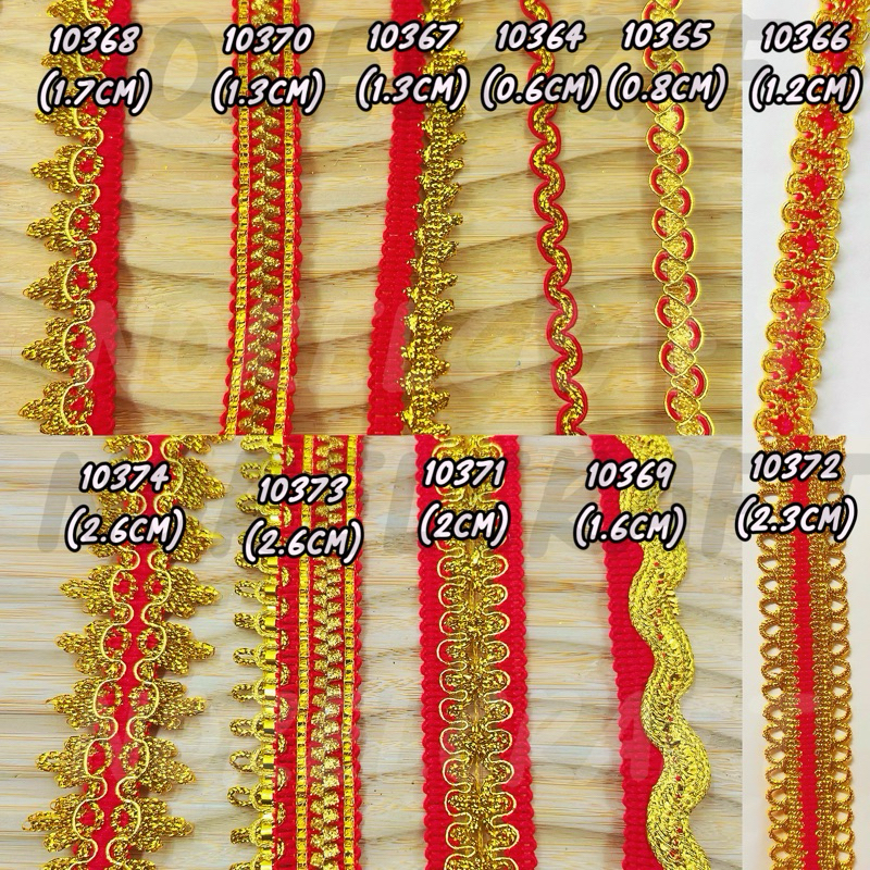 [1 METER] RENDA WARNA EMAS /RED GOLD LACE/RENDA MERAH GOLD/RENDA WARNA ...