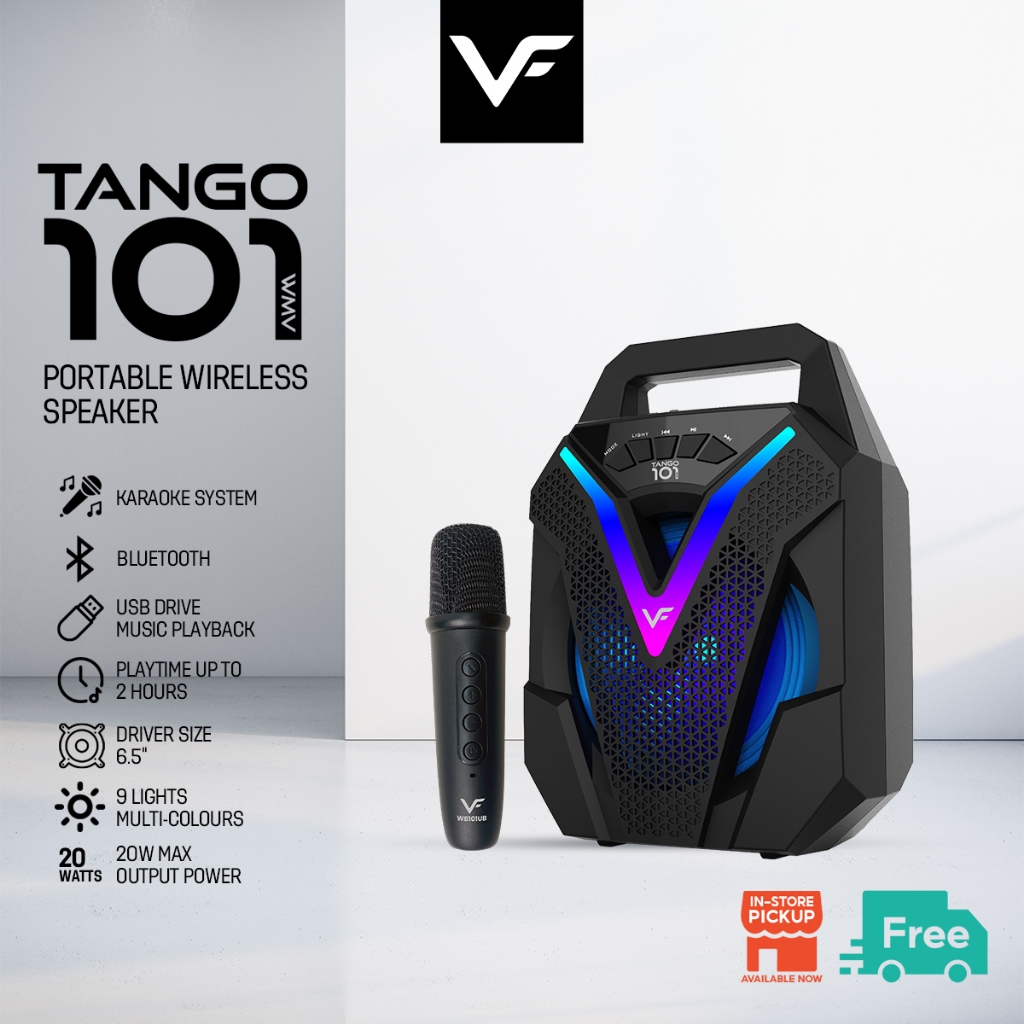 Vinnfier VF Tango 101 WMV 20W Max Portable Karaoke Bluetooth Speaker Wireless Microphone USB ...