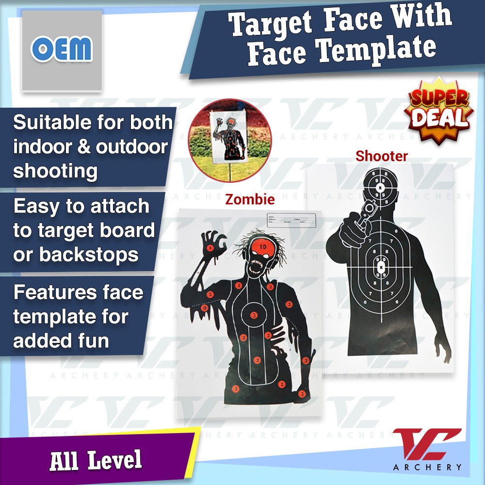V Club Archery Target Face Target Paper - Face Template For Fun ...