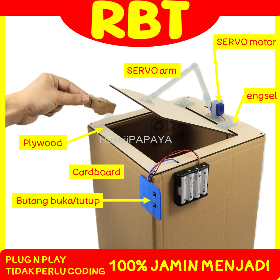 PROJEK RBT STEM KIT Tong Sampah Automatik | Automatic Dustbin kit for ...