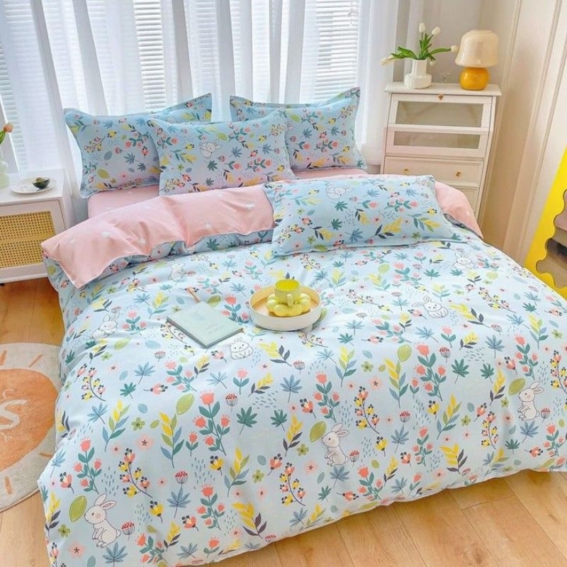 Bedsheet 4 in 1 Fitted 360° 2 sarung bantal dan Quilt Cover 200 x 240 ...