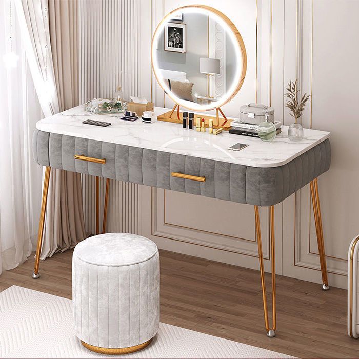 Light Luxury Dressing Table with Drawer with Round Edge Design ...