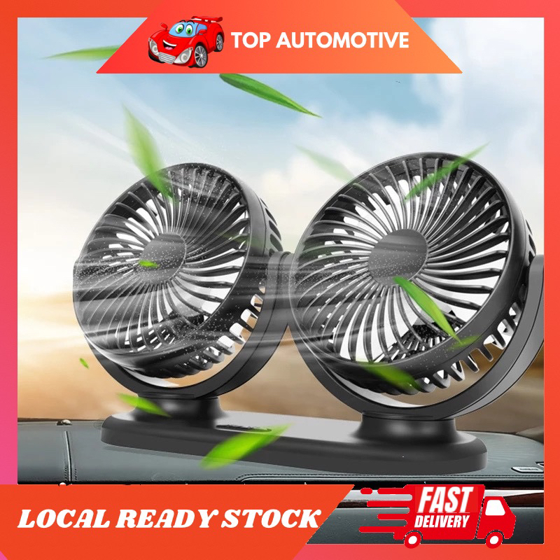 USB 12V/24V Portable Mini Car Fan 3 gears 360 Degree All-Round ...