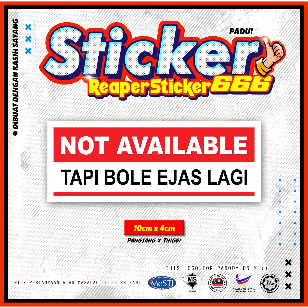 STICKER NOT AVAILABLE TAPI BOLEH EJAS LAGI | Shopee Malaysia