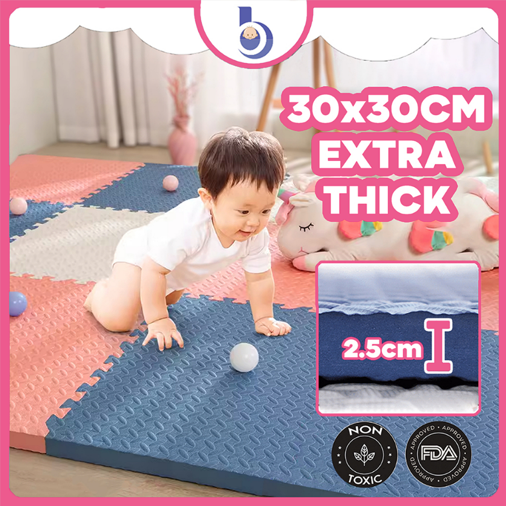 BabyBloo Baby Playmat 30x30x2.5CM EVA EXTRA Thick Foam Play Mat Puzzle ...