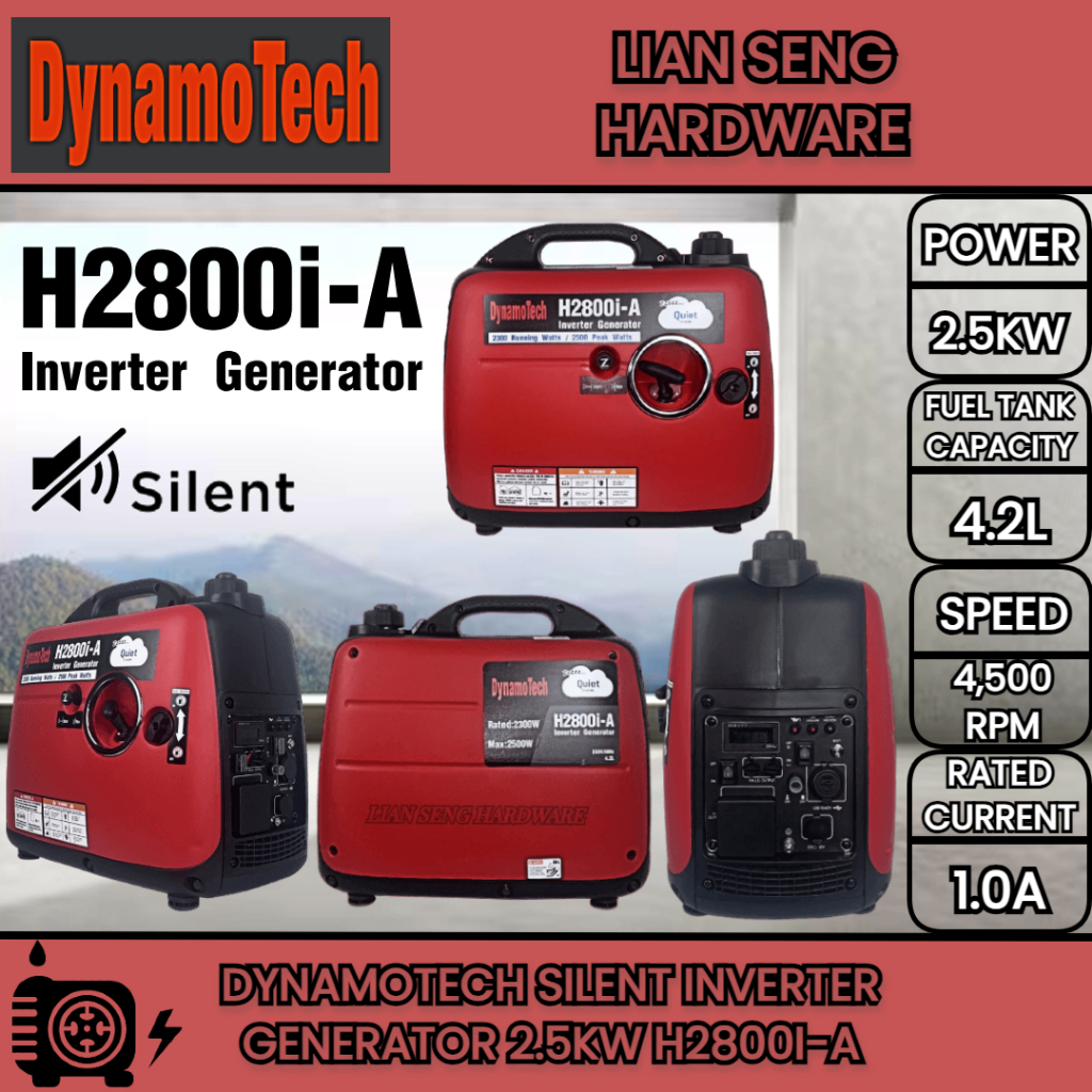DYNAMOTECH SILENT INVERTER GENERATOR 2.5KW H2800I-A | Shopee Malaysia