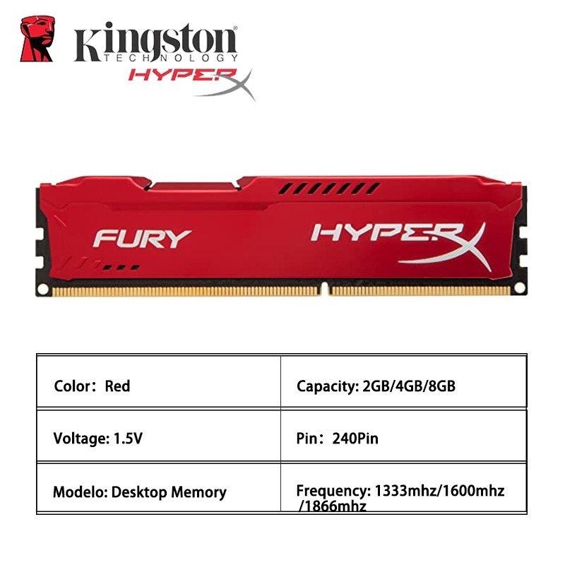 Kingston HyperX FURY DDR3 4GB 8GB Desktop RAM 1333/1600/1866Mhz Computer Ram Memory Component ...