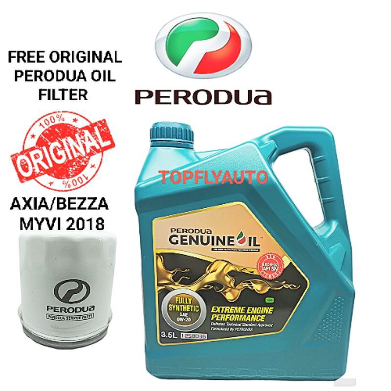 100% ORIGINAL PERODUA FULLY SYNTHETIC ENGINE OIL 0W20 3.5L (NEW PACKING) / [ FREE ORIGINAL ...