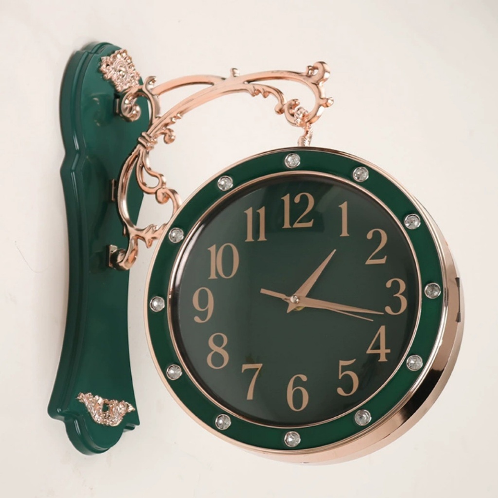 (Ready Stock) Double Side Wall Clock Luxury European Style Wall Clock ...