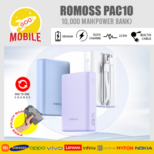 [ORIGINAL] Romoss PAC10 (10000mAh) Power Bank PD20W Super Fast Charging ...