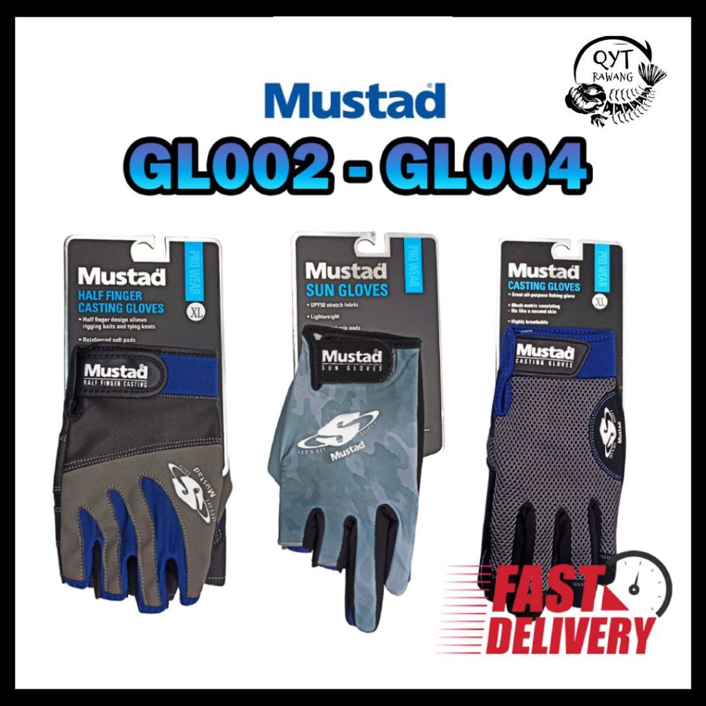 MUSTAD SUN GLOVES, MUSTAD HALF FINGER GLOVES, MUSTAD CASTING GLOVES | Shopee Malaysia