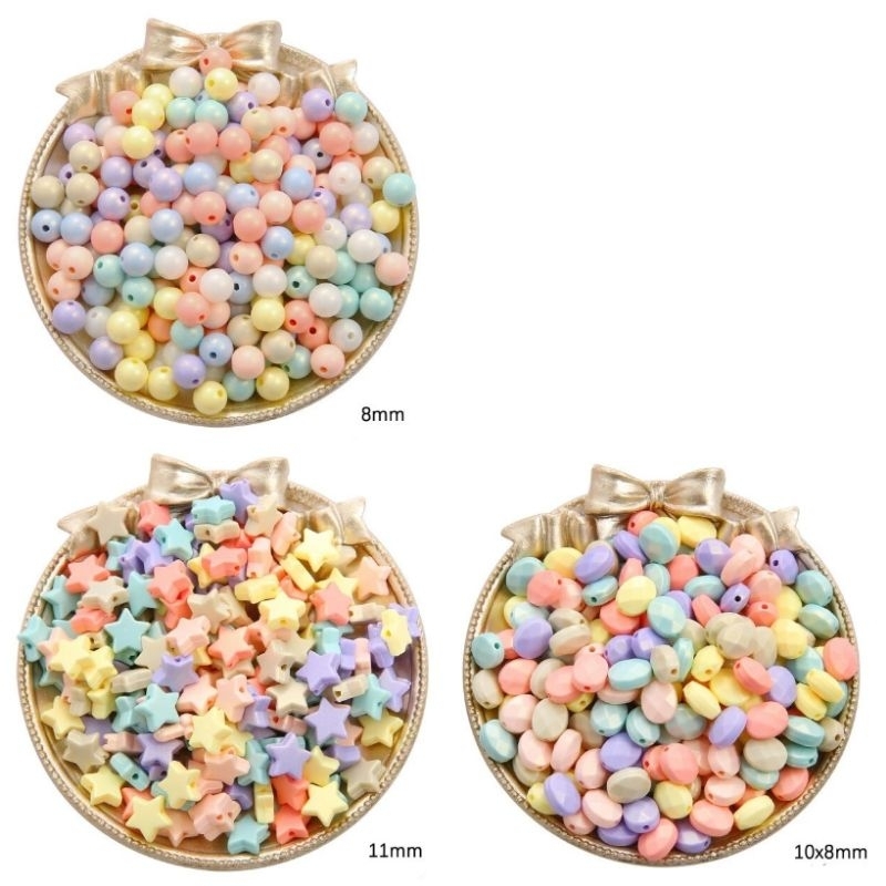 (Ready Stock) 8mm Mix Mixed Pastel Colour Candy Acrylic Beads Shiny ...