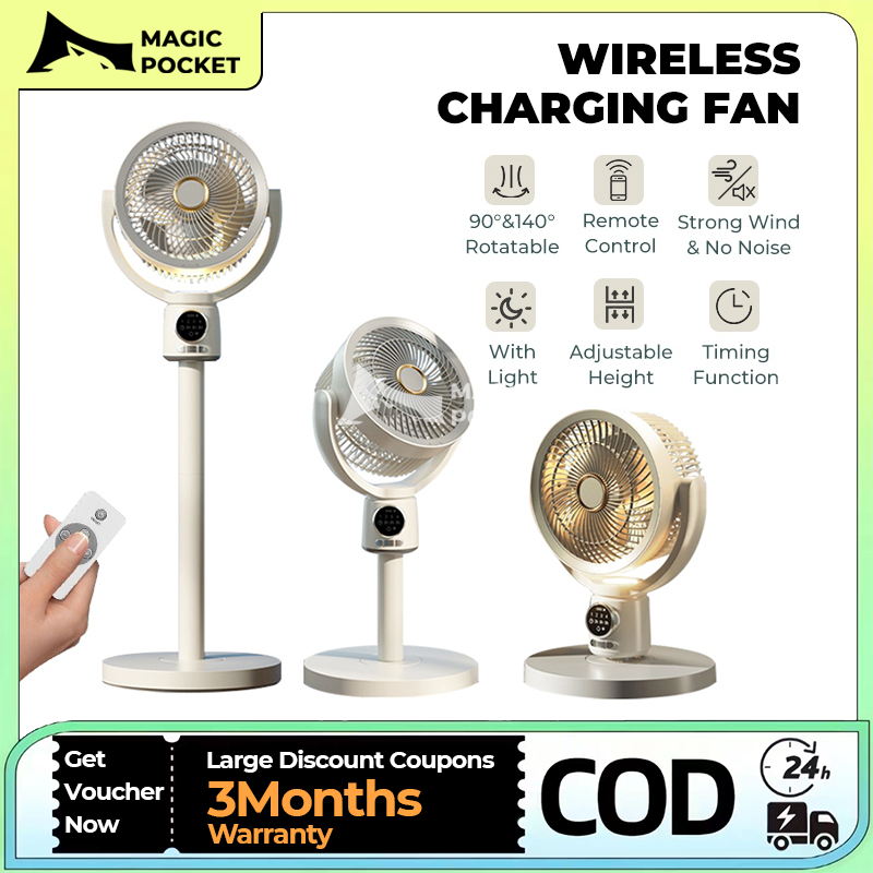 Kipas Camping rotatable wireless Charging fan Retractable Remote ...