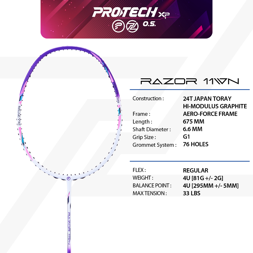PROTECH Badminton Racket - RAZOR 11WN (4UG1)(MAX 33LBS) | Shopee Malaysia