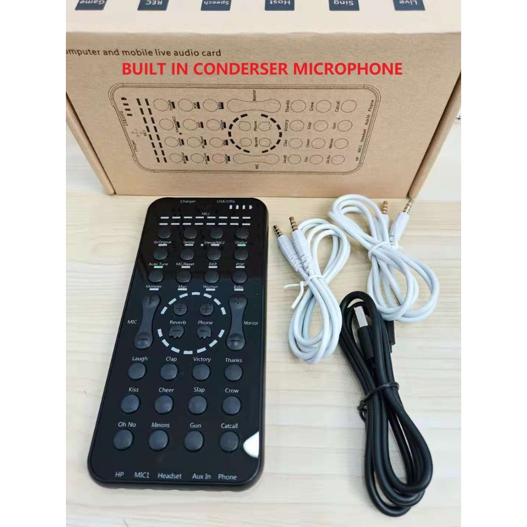 SOUND CARD D6 Built-In Mic Portable Small Audio Interface External USB ...