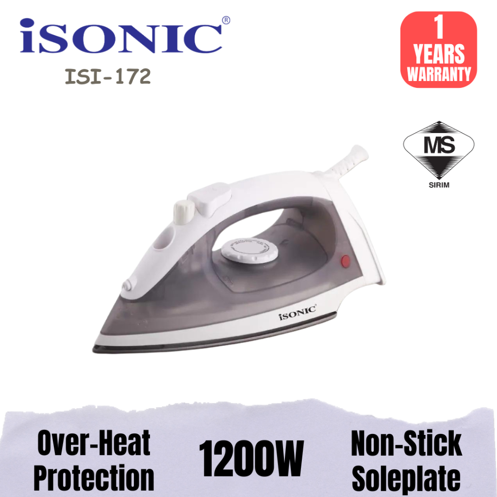 ISONIC STEAM IRON | SETERIKA BAJU (ISI-172) 1200WATT | Shopee Malaysia