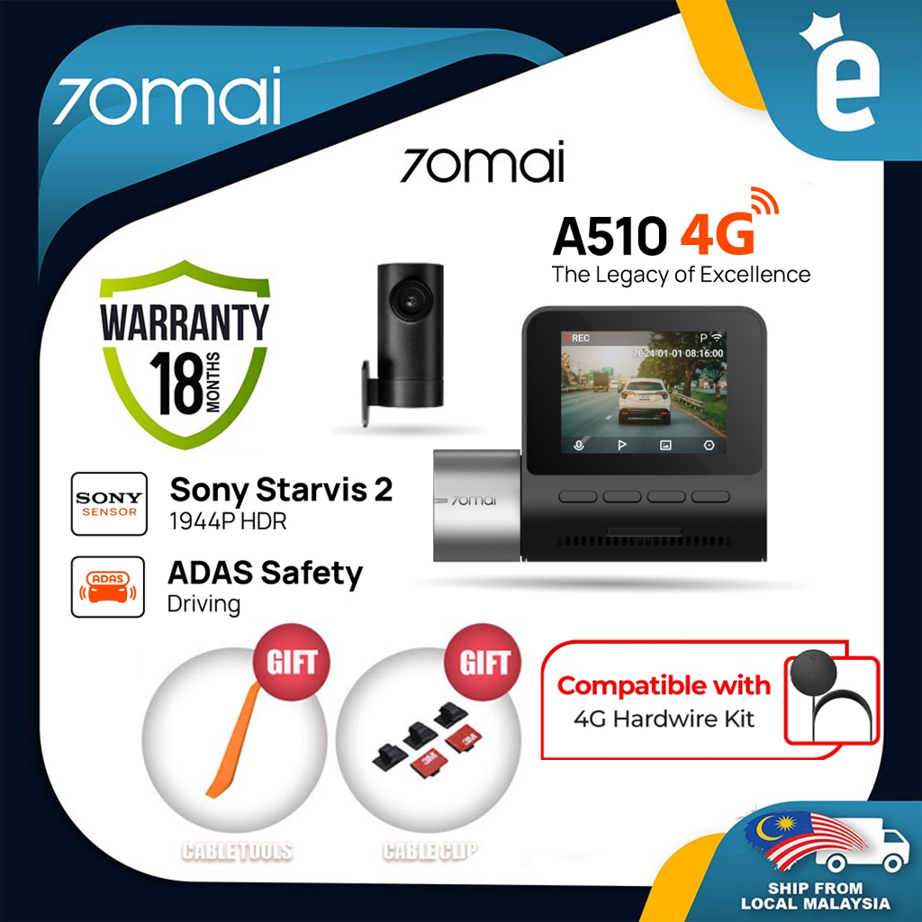 [New Launch] 70mai A510 Dash Cam Dual Vision Car Recorder with GPS ADAS | Shopee Malaysia