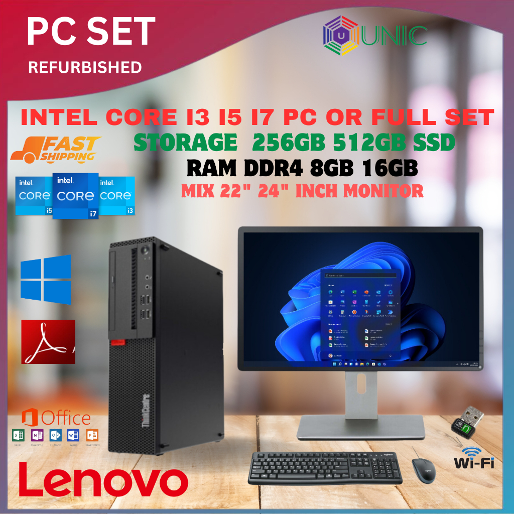 Lenovo PC Set i3/i5/i7 PC Only or Full Set [ Refurbished ] | Shopee ...