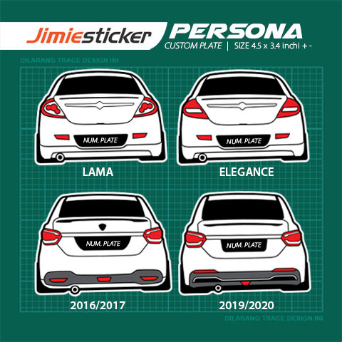 Sticker Kereta Persona, Sticker Belakang, Custom Warna dan Nombor Plate ...