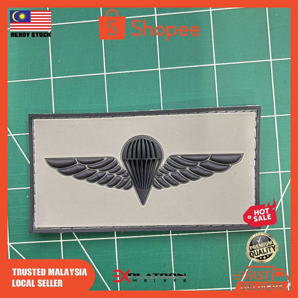 wings Airborne sayap penerjunan getah 3D PVC PATCH | Shopee Malaysia