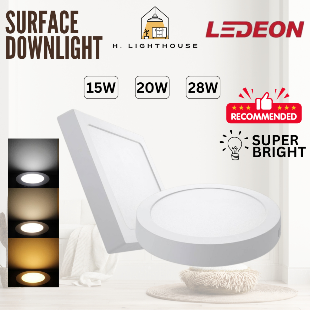 🔥NEW ARRIVAL🔥 LEDEON Ceiling Surface Downlight 1067 1068 Lampu Rumah ...