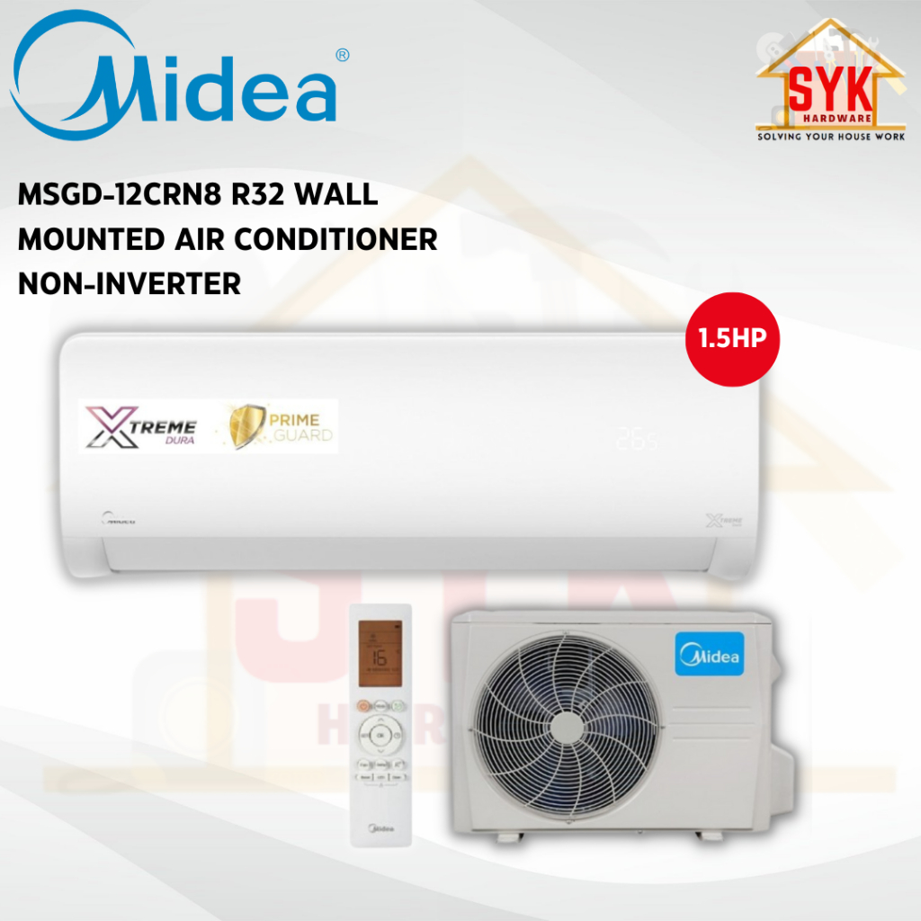 SYK MIDEA 1Hp MSGD-09CRN8 1.5Hp MSGD-12CRN8 2Hp MSGD-18CRN8 Xtreme Dura R32 Air Conditioner ...