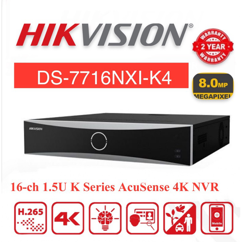 HIKVISION CCTV DS-7716NXI-K4 16-ch 1.5U K Series AcuSense 4K NVR ...