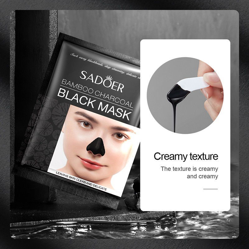 Sadoer Bamboo Charcoal Black Mask Nose Peeling 1pcs去黑头粉刺鼻膜撕拉式矿物泥去黑头神器 ...