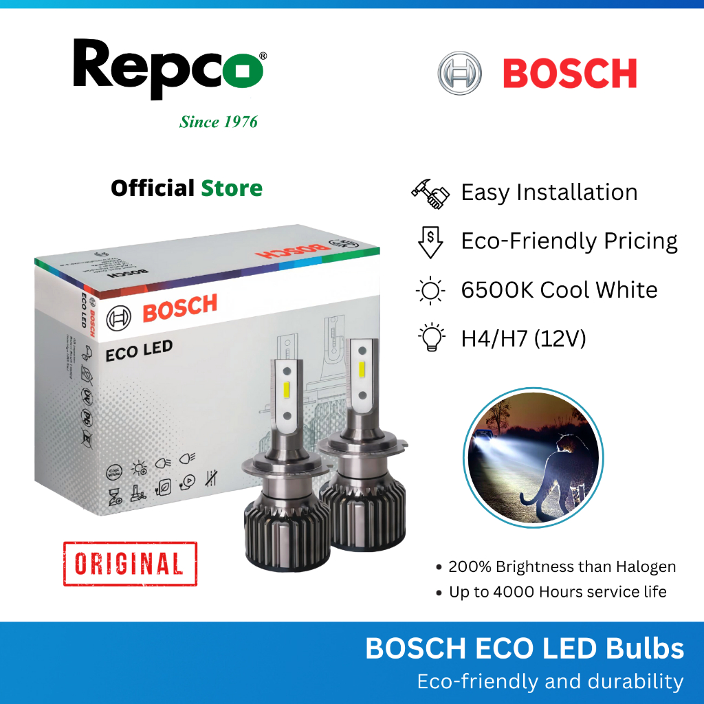 Repco Bosch Eco LED 6500K Headlights Bulb Set H4/H7 (2pcs) | Shopee ...