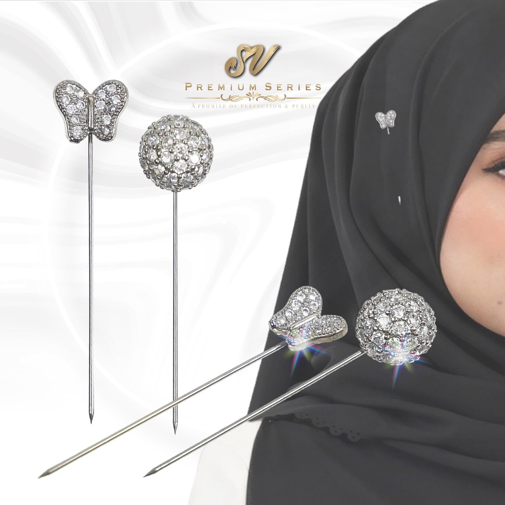 Sv Premium Jarum Peniti Tudung Zircon Rama Rama Bulat Long Scarf Needle ...