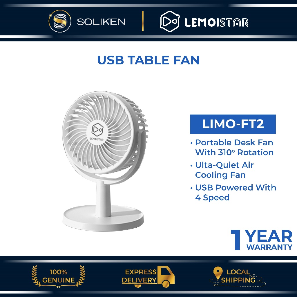 LEMOISTAR LIMO-FT2 Small USB Mini Fan with 4 Speeds, Portable Desk Fans ...