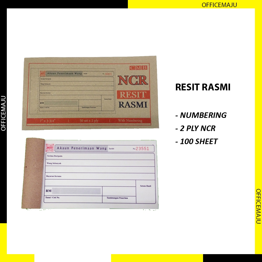 CMB Resit Rasmi 2Ply x 50Set NCR Official Receipt Numbering NCR Receipt ...