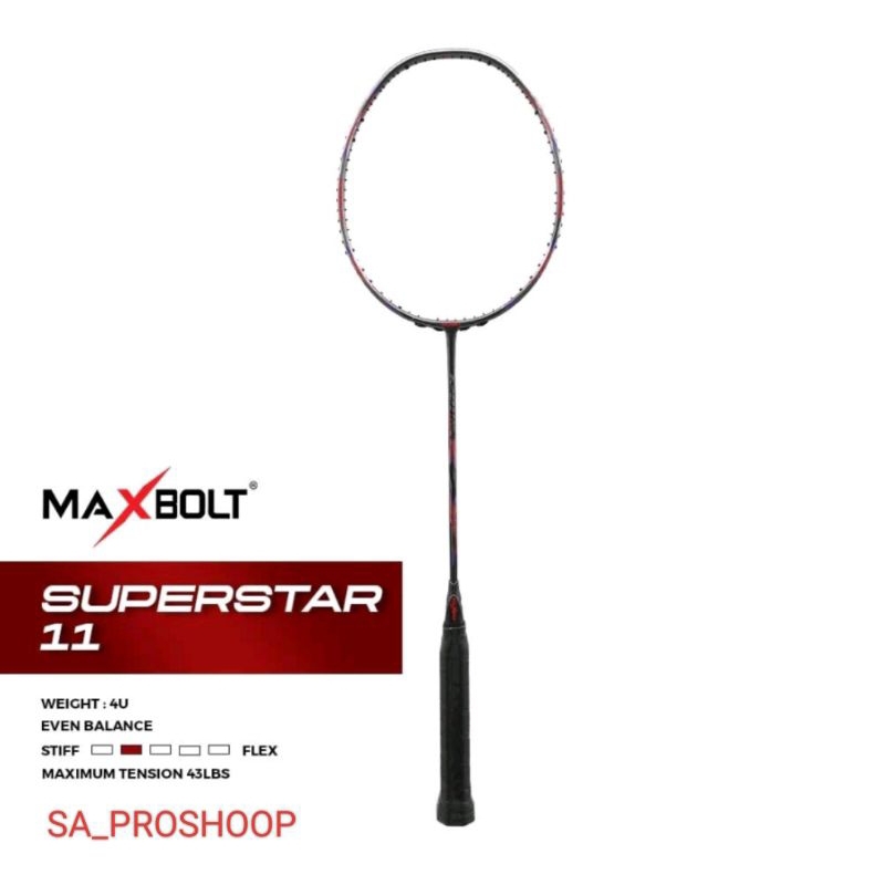 maxbolt superstar 11 badminton racket free string and grip raket ...