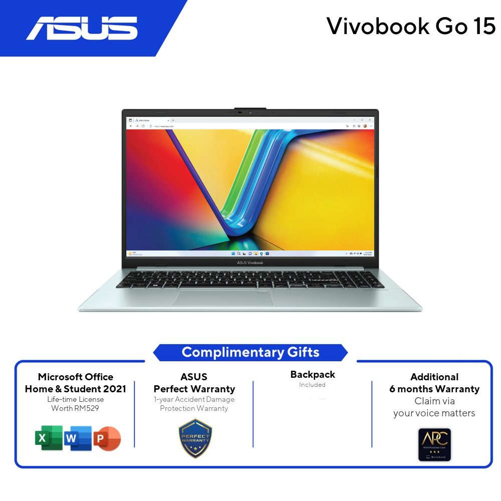Asus VivoBook Go 15 E1504F-ABQ878WS 15.6'' FHD IPS Laptop Cool Silver ...
