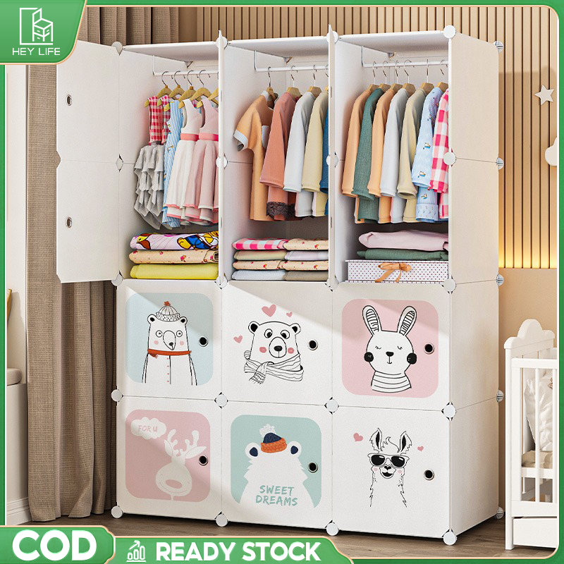 Children Wardrobe Cartoon Wardrobe DIY Kids Storage Organizer Baby ...