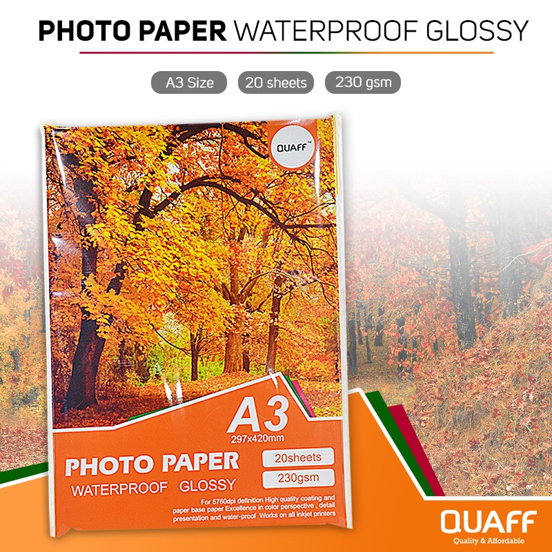 A3/A4 Size Quaff Glossy Inkjet Photo Paper with Back Print (20sheets ...