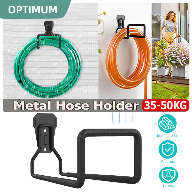 OPTIMUM Metal Hose Holder Heavy Duty Hose Hanger Wall Mounted Garden ...